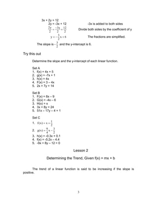 Module 2 linear functions | PDF