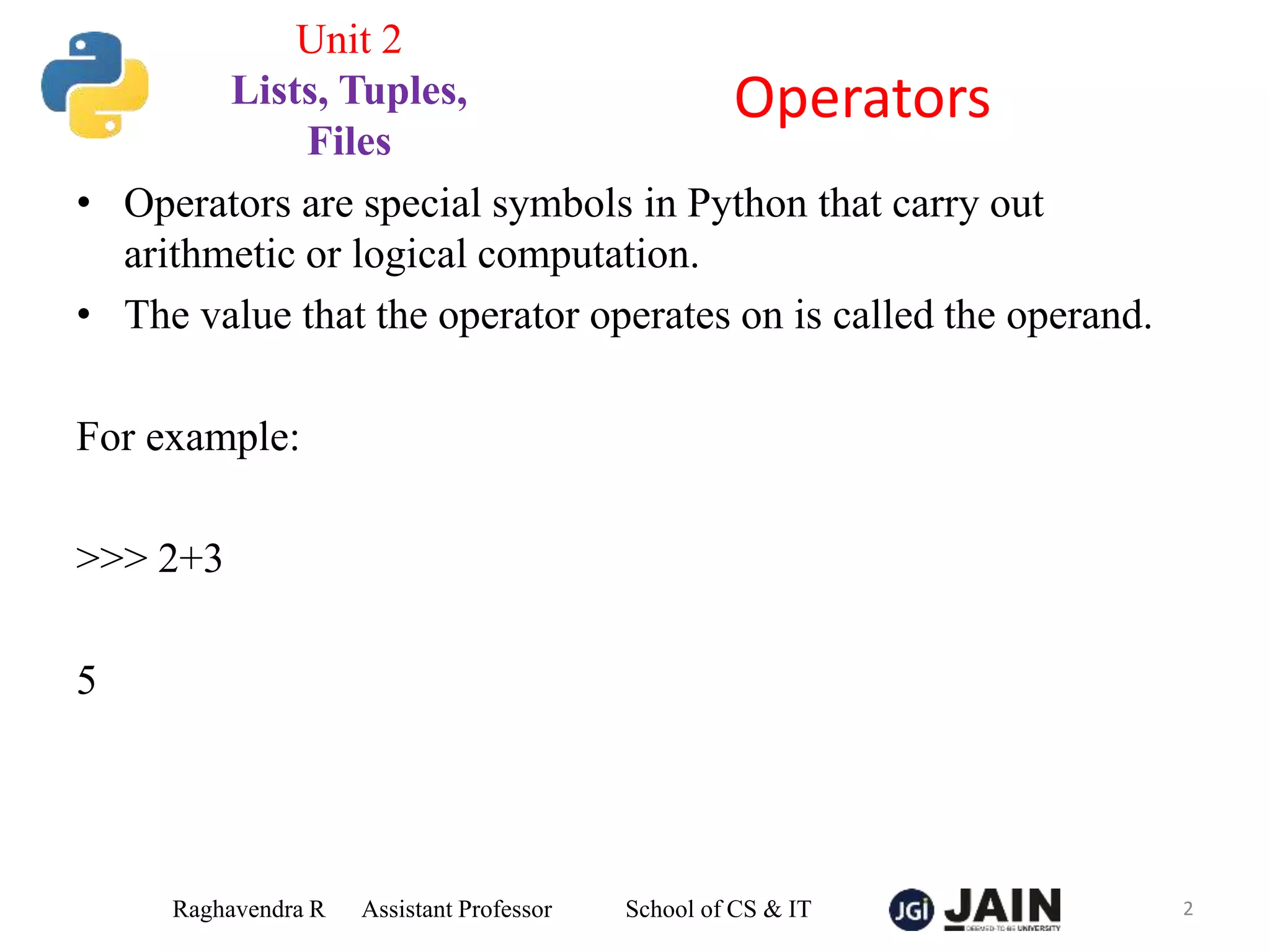 Module 2 - Lists, Tuples, Files.pptx