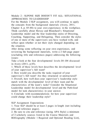 Module 2 slpone size doesn’t fit all situational approaches to le | DOCX