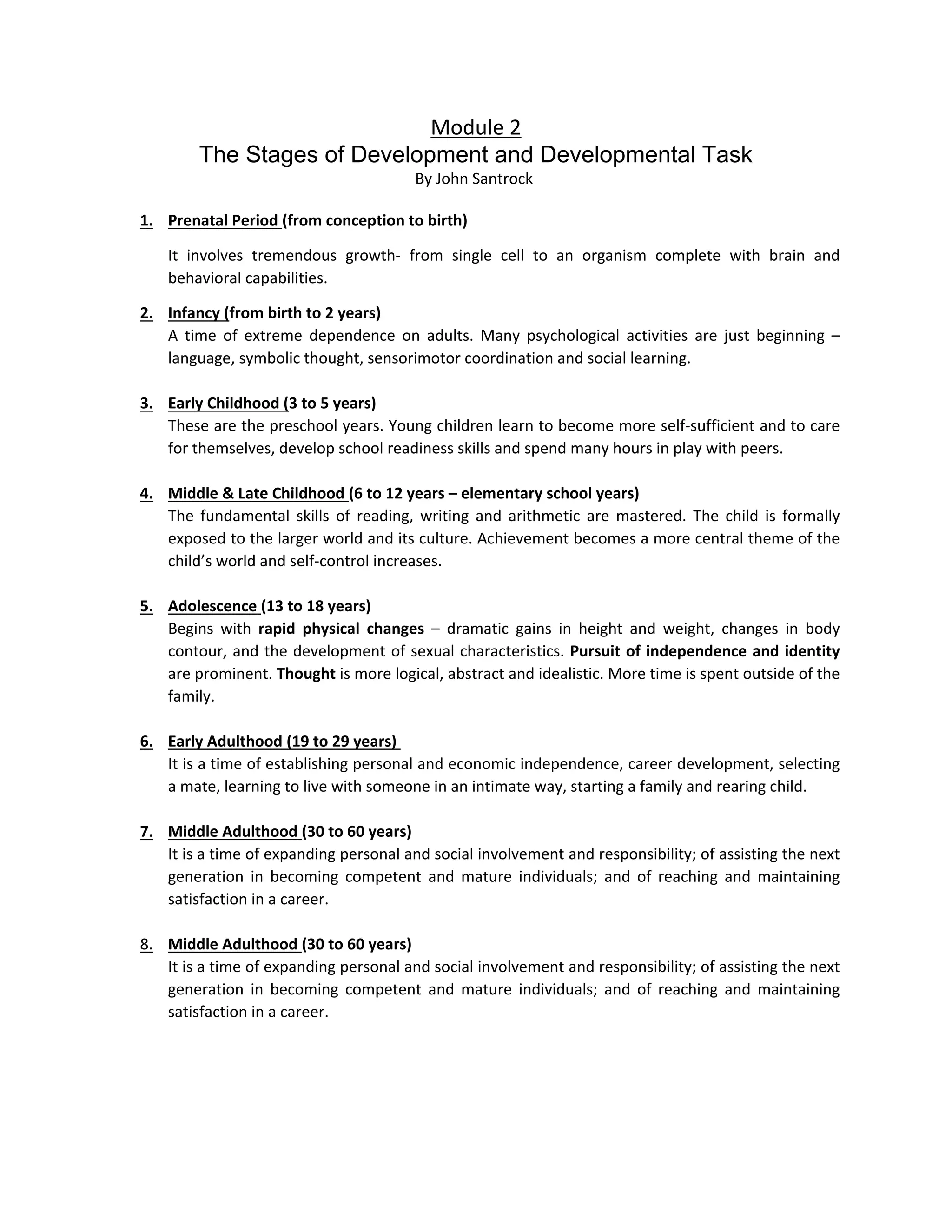Module 2 stages of development and developmental task | PDF