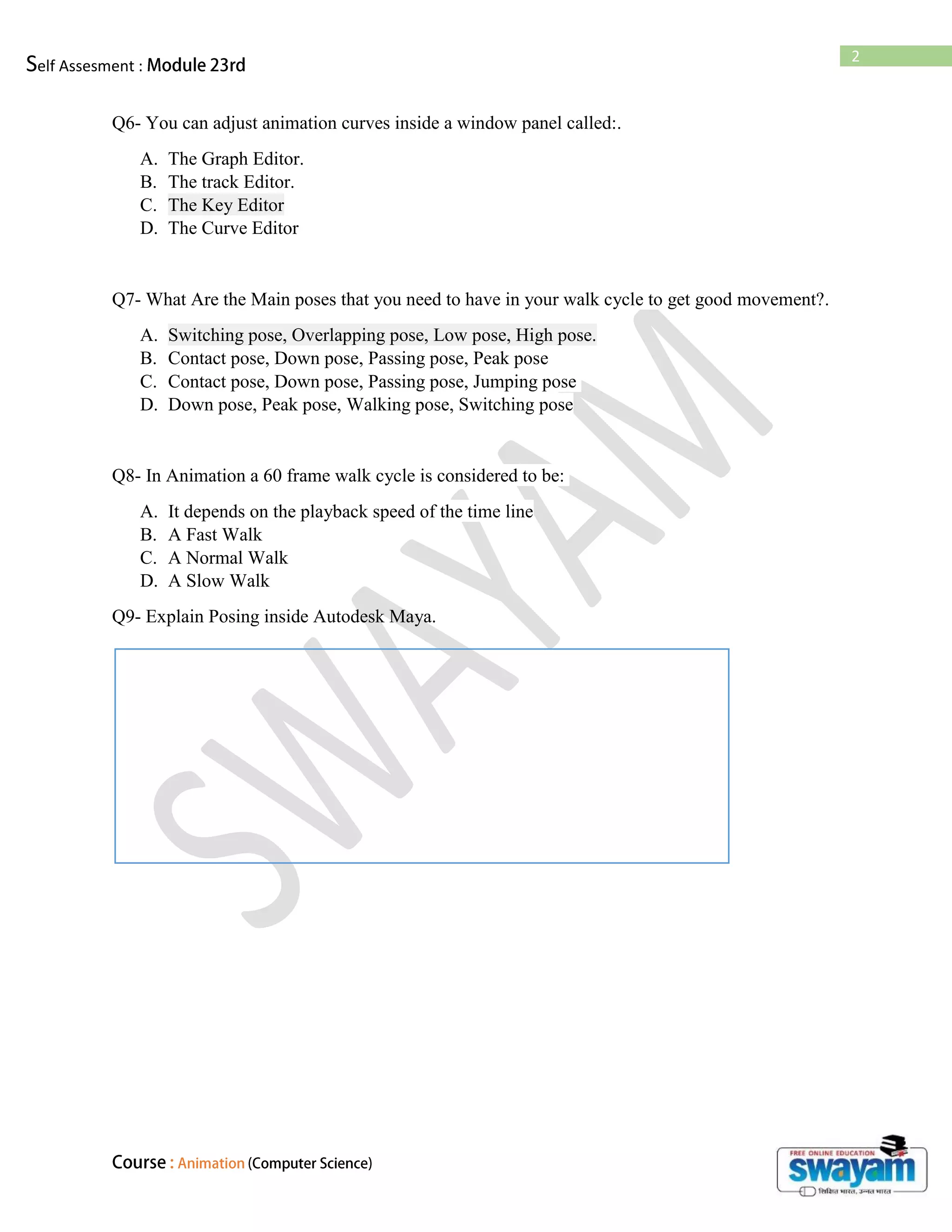 Module 23 Animating More Complicated Objects Creating Posesself Assessment Pdf