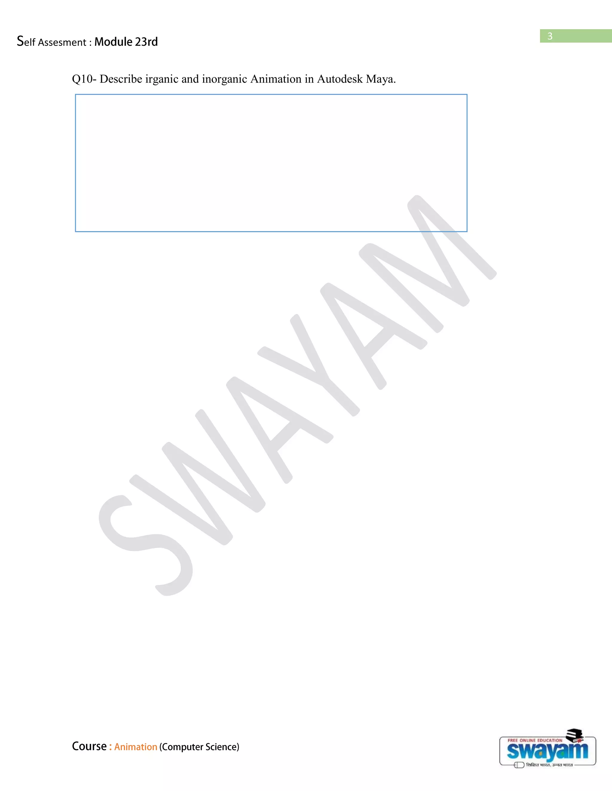 Module 23 Animating More Complicated Objects Creating Posesself Assessment Pdf