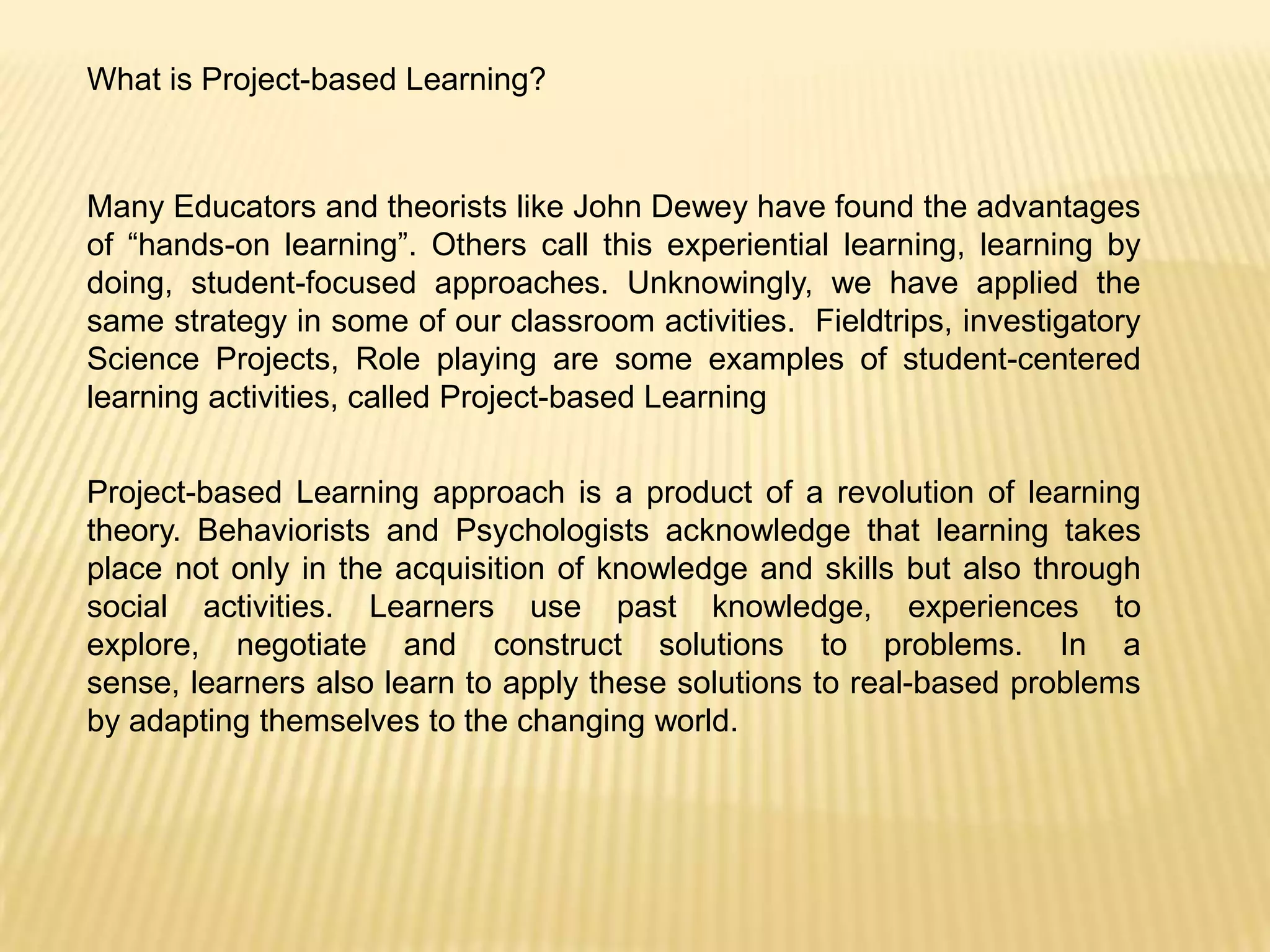 PROJECT BASED-LEARNING (PBL) | PPTX
