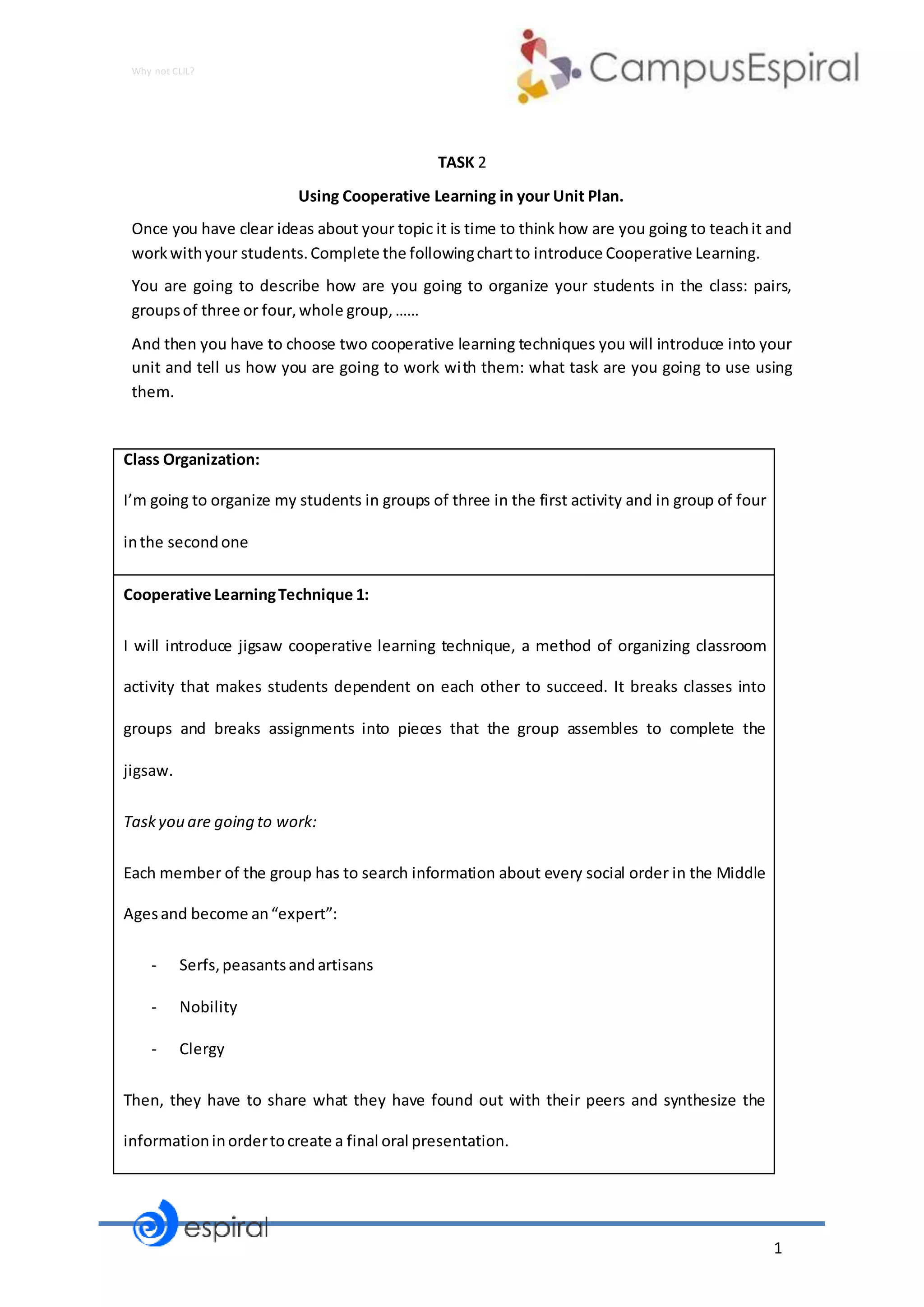 Cooperative learning | DOCX | Homework and Study | Education