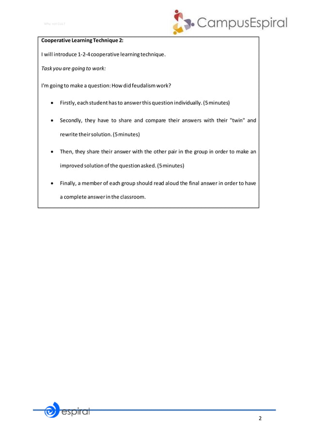 Cooperative learning | DOCX | Homework and Study | Education