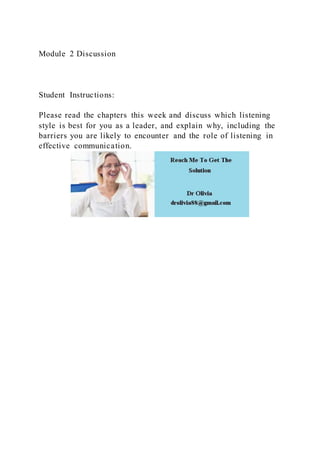 Module 2 DiscussionStudent InstructionsPlease read the | PDF