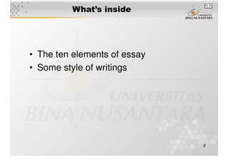 Module 2 Elements In Essay | PPT