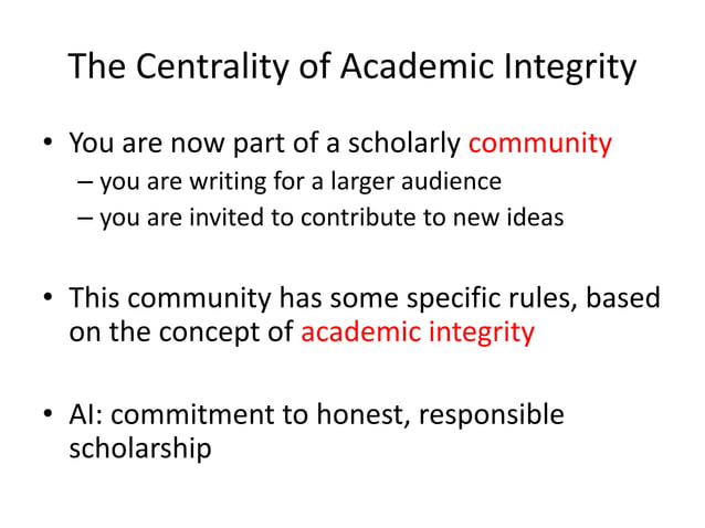 Foundations of Academic Integrity | PPT