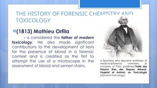 Intro to forensic chem, history, scope and role of forensic chemist | PPTX