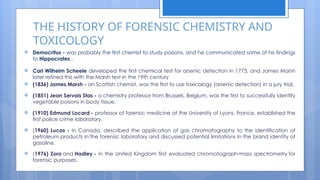 Intro to forensic chem, history, scope and role of forensic chemist | PPTX