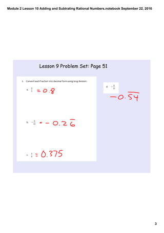 Module 2 lesson 10 adding and subtrating rational numbers | PDF