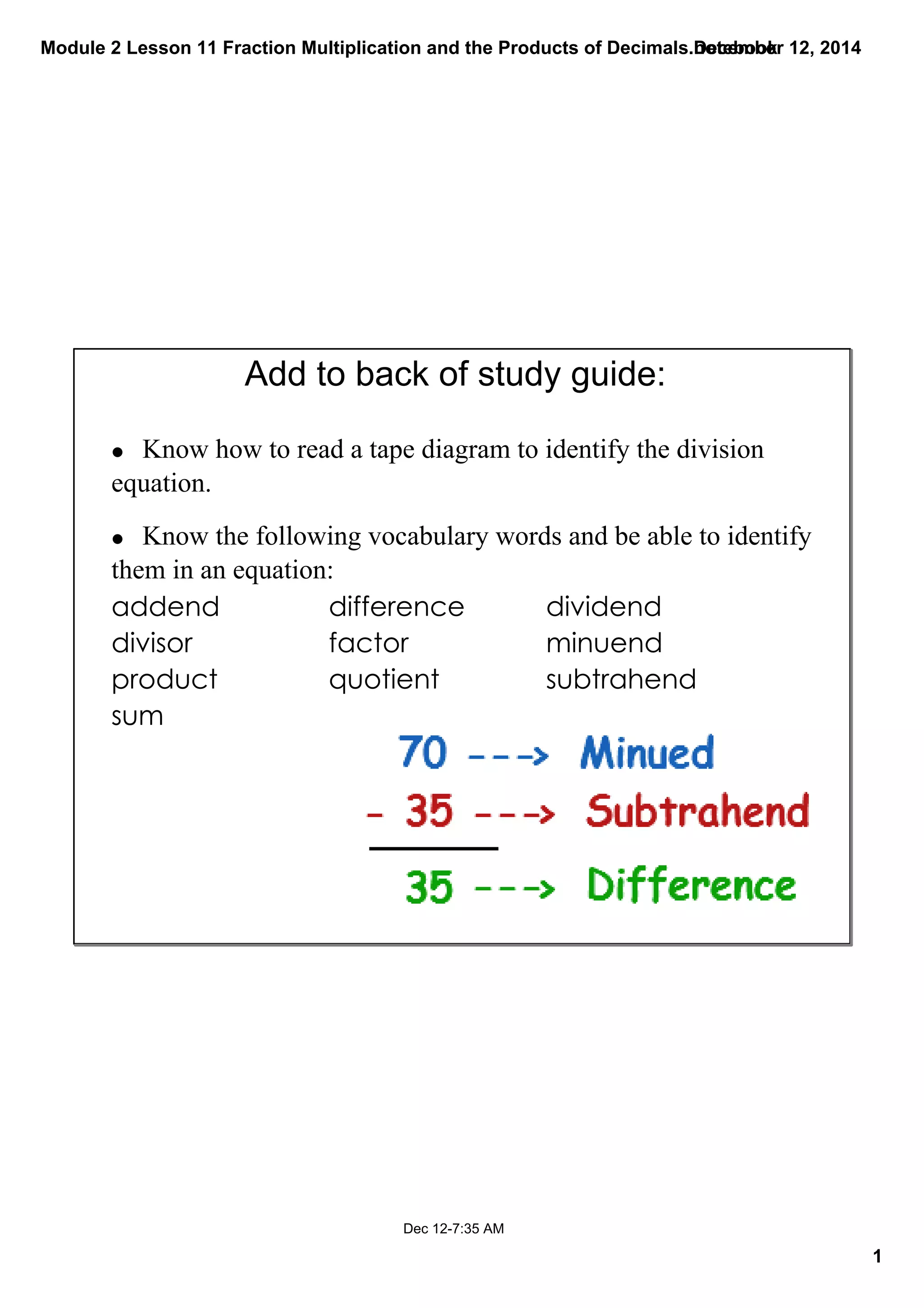 Module 2 lesson 11 | PDF | Homework and Study | Education