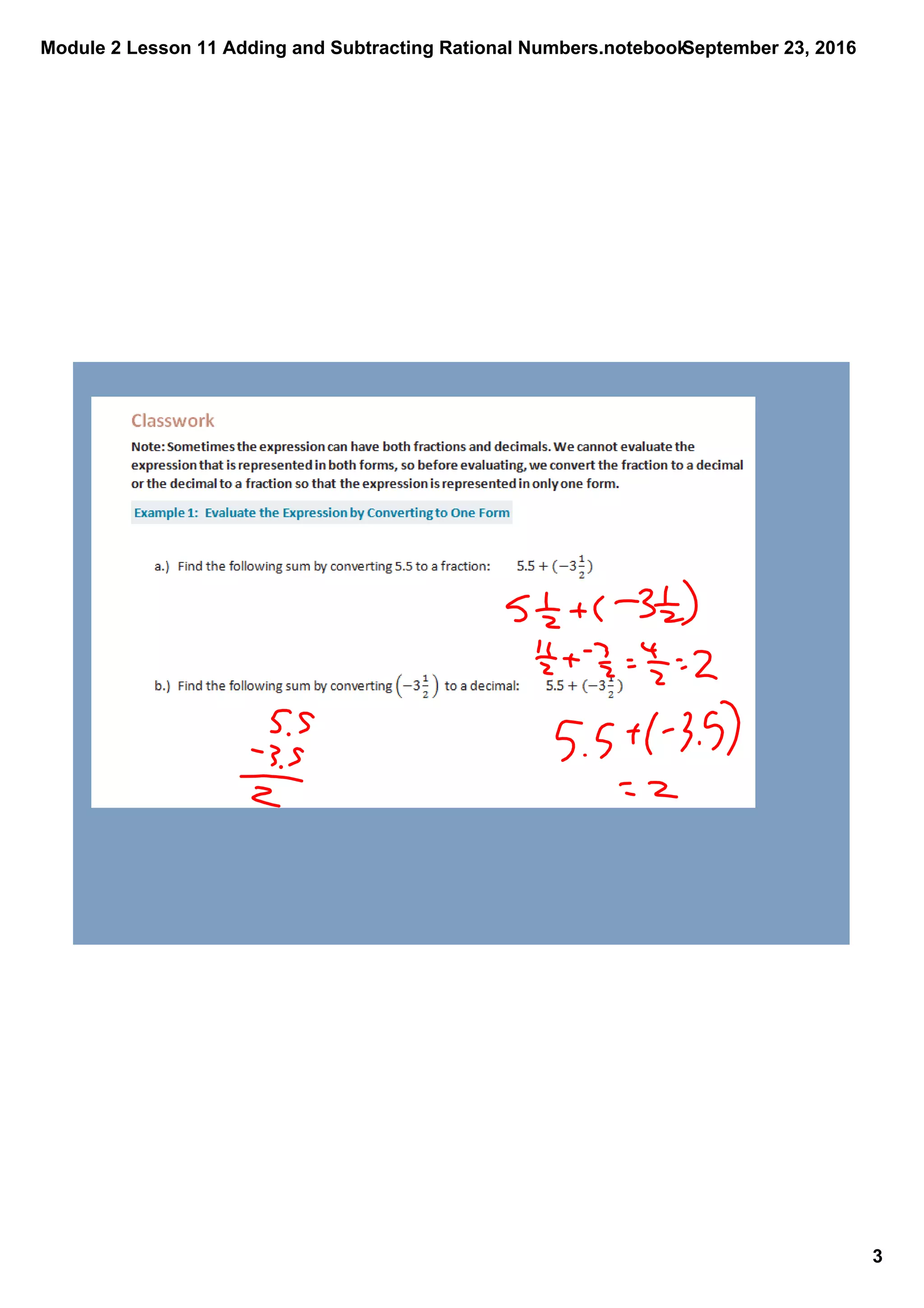Module 2 lesson 11 adding and subtracting rational numbers | PDF
