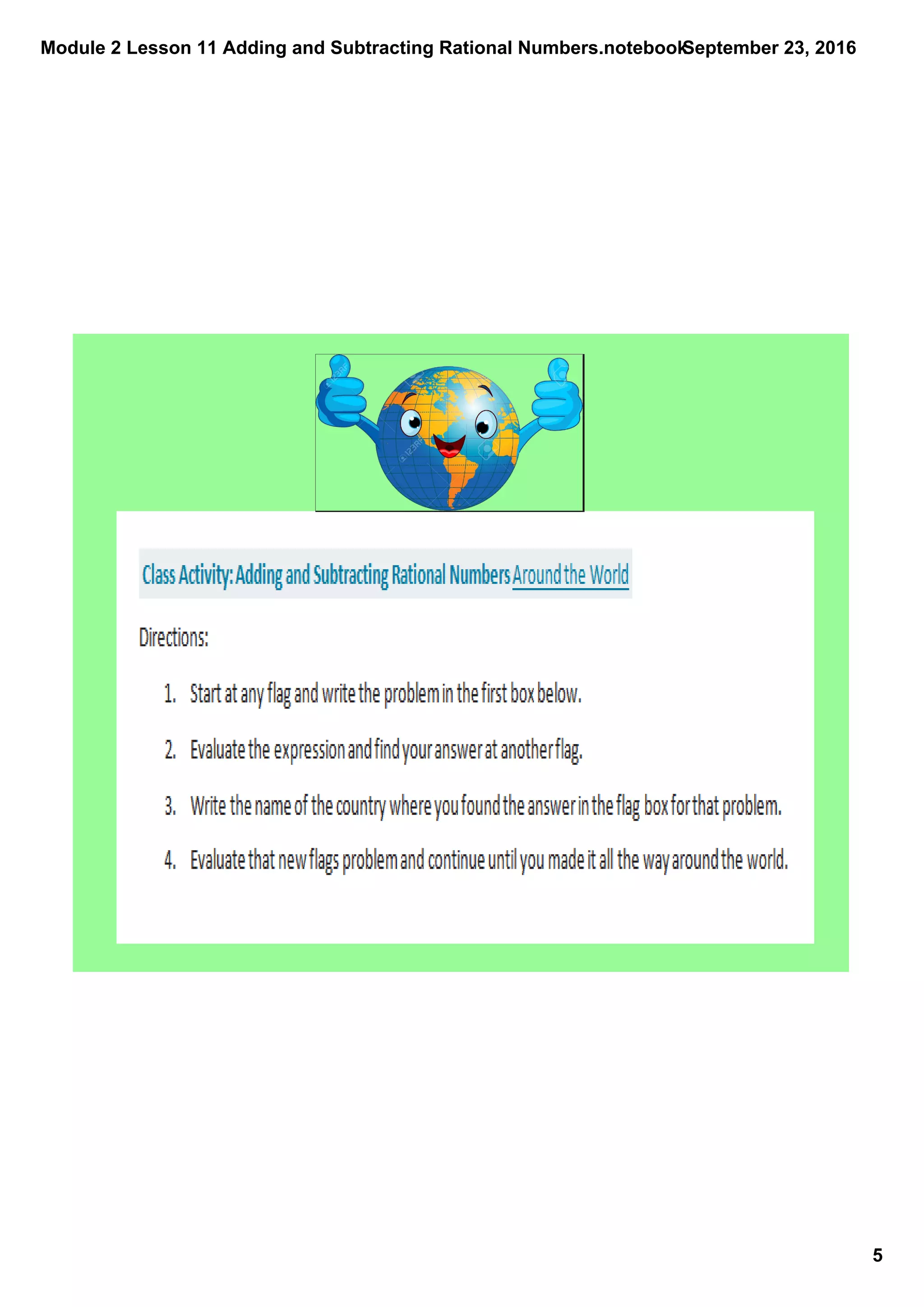 Module 2 lesson 11 adding and subtracting rational numbers | PDF