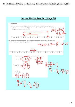 Module 2 lesson 11 adding and subtracting rational numbers | PDF