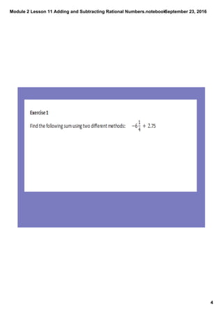 Module 2 lesson 11 adding and subtracting rational numbers | PDF