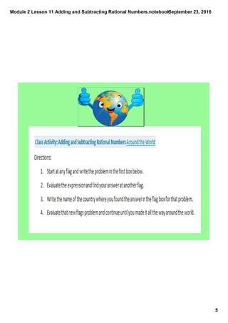 Module 2 lesson 11 adding and subtracting rational numbers | PDF
