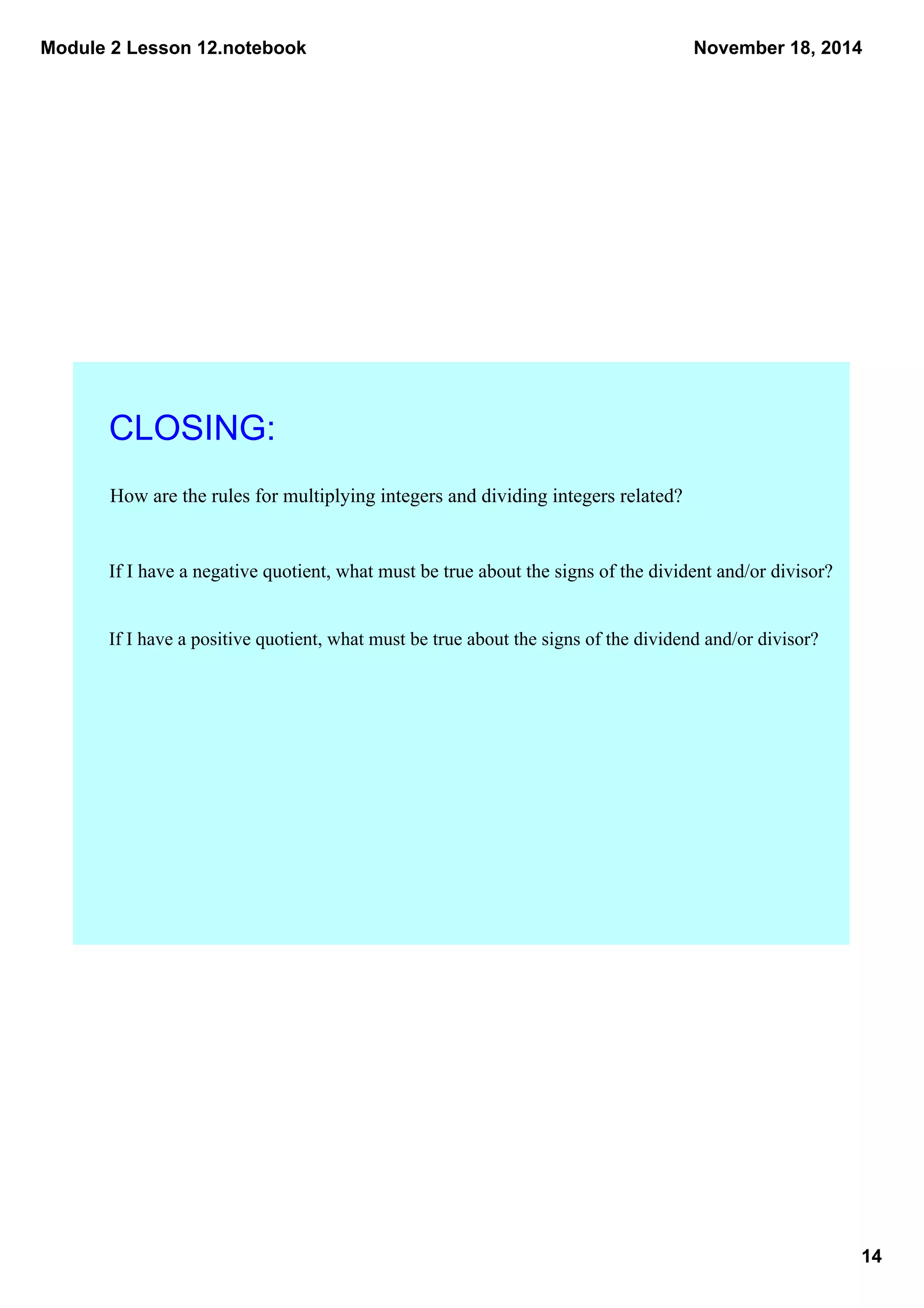 Module 2 lesson 12 | PDF