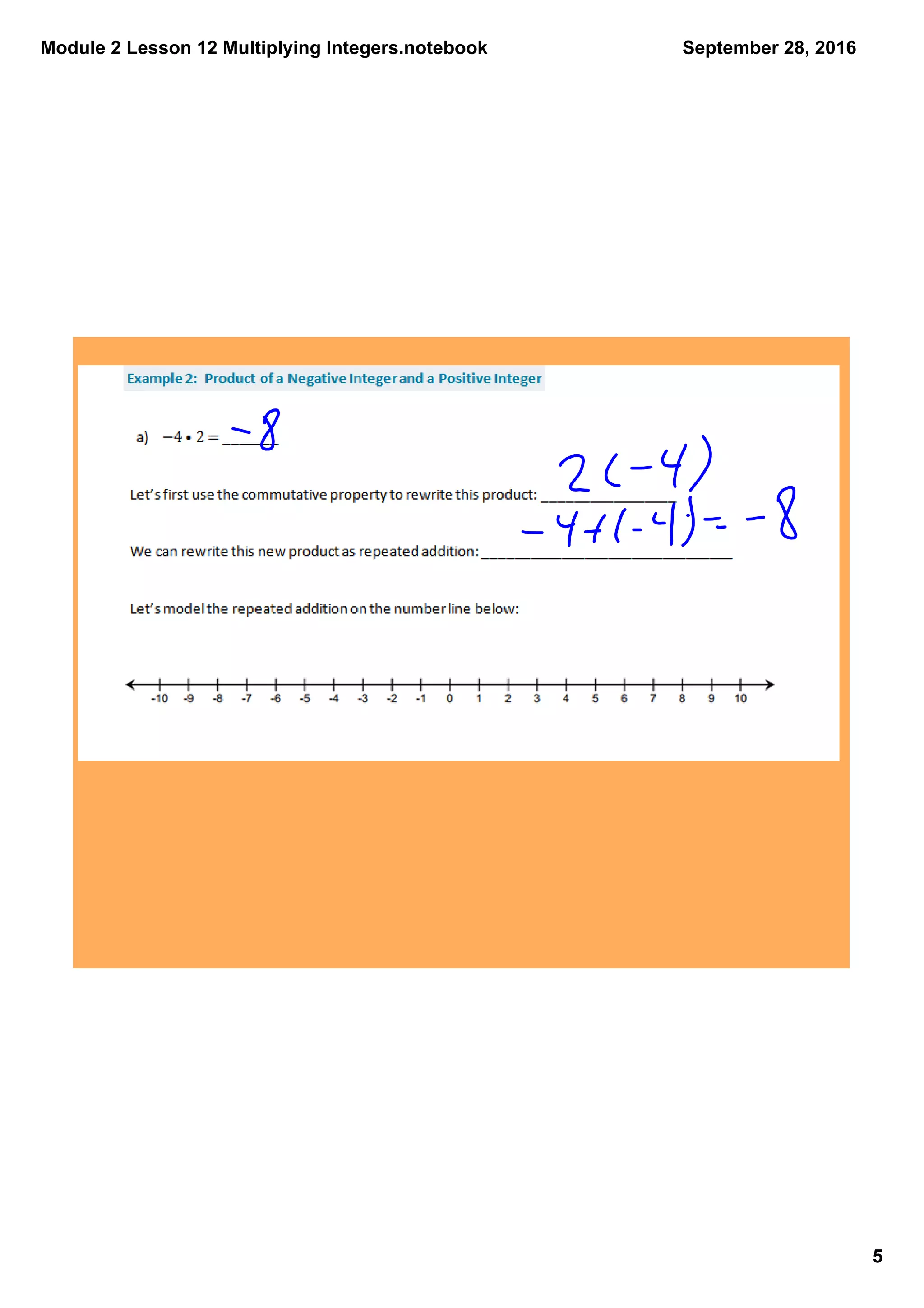 Module 2 lesson 12 multiplying integers | PDF | Homework and Study | Education