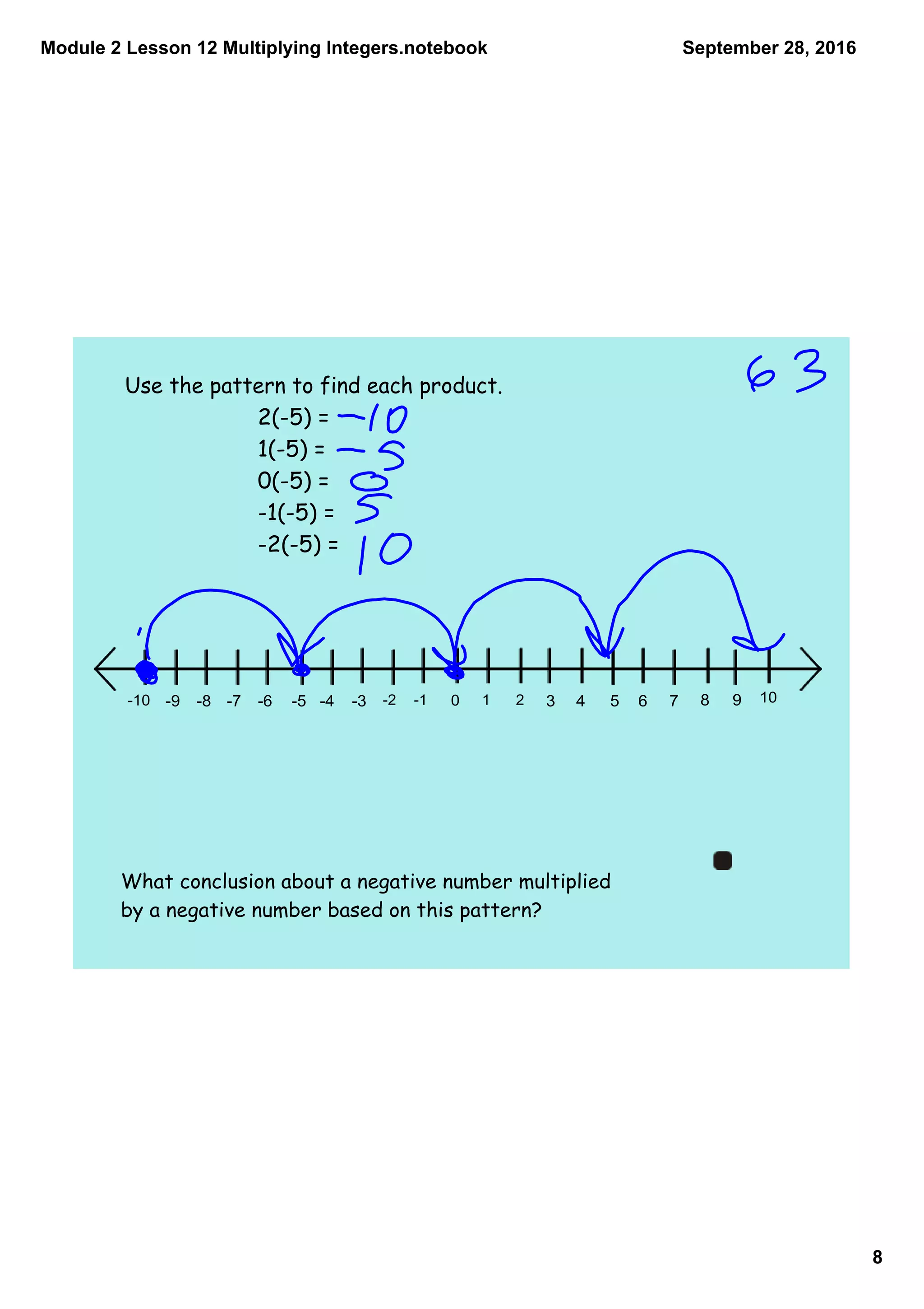 Module 2 lesson 12 multiplying integers | PDF | Homework and Study | Education
