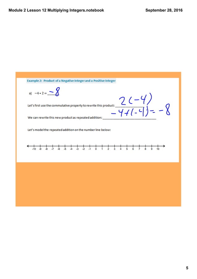 Module 2 lesson 12 multiplying integers | PDF | Homework and Study ...
