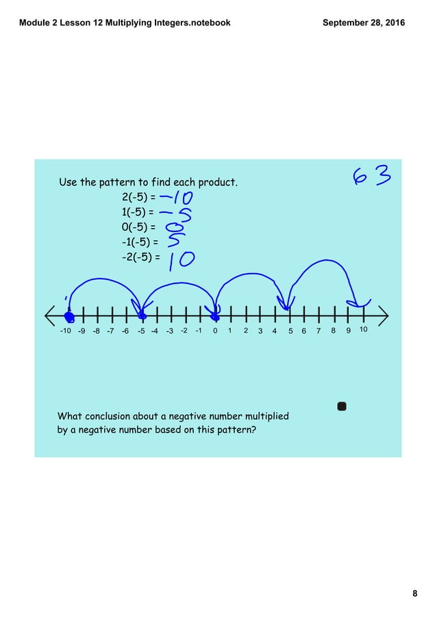 Module 2 lesson 12 multiplying integers | PDF | Homework and Study ...
