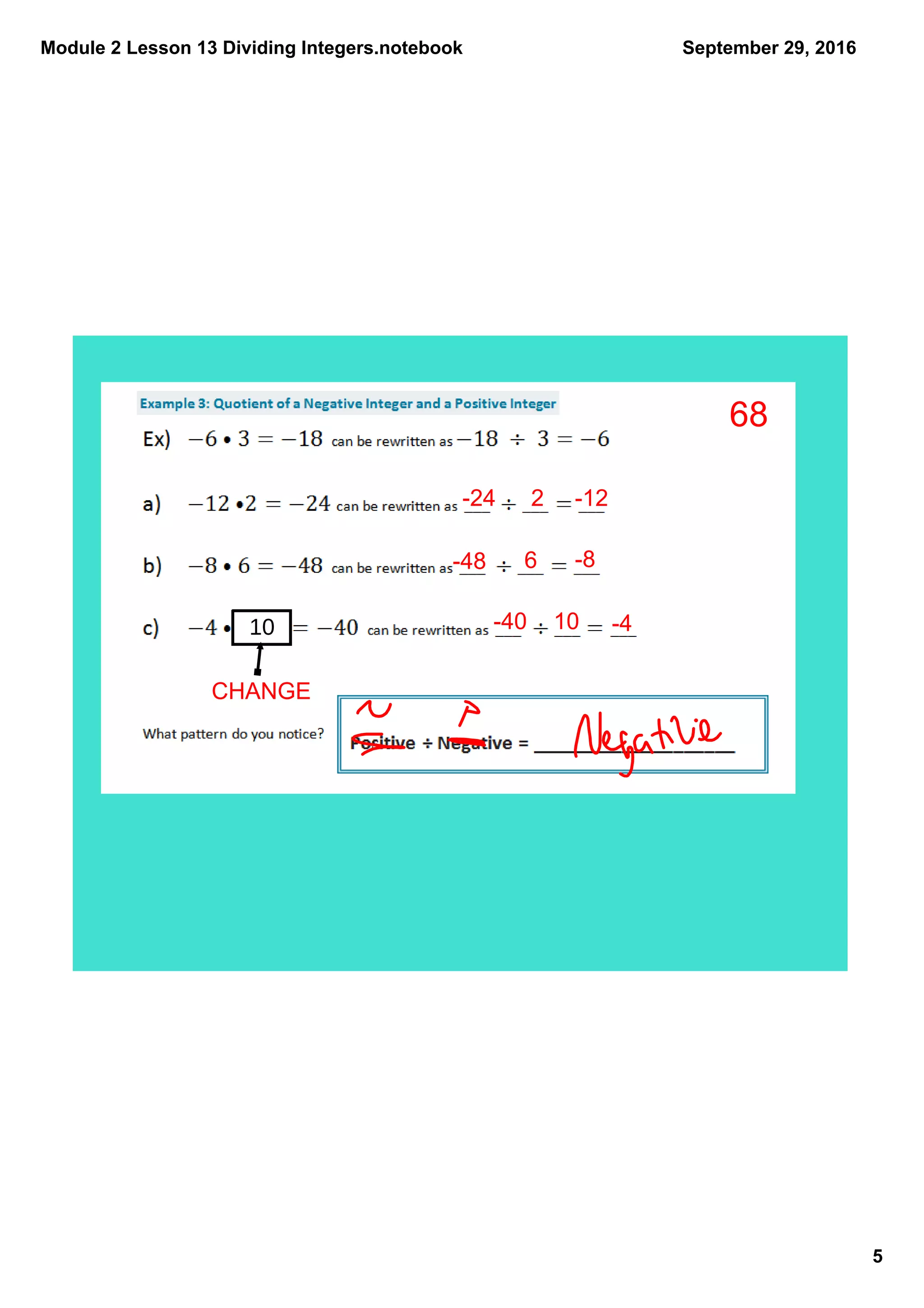 Module 2 lesson 13 dividing integers | PDF | Homework and Study | Education