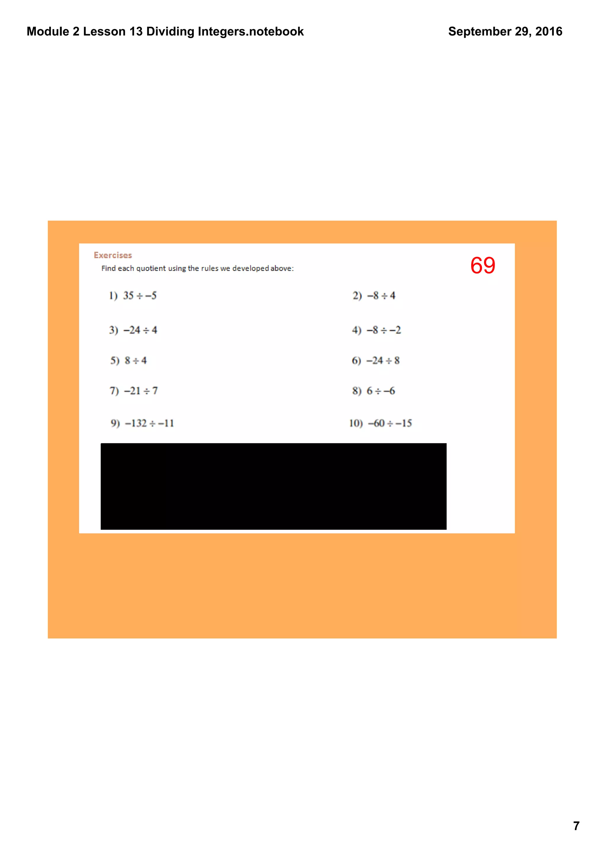 Module 2 lesson 13 dividing integers | PDF | Homework and Study | Education