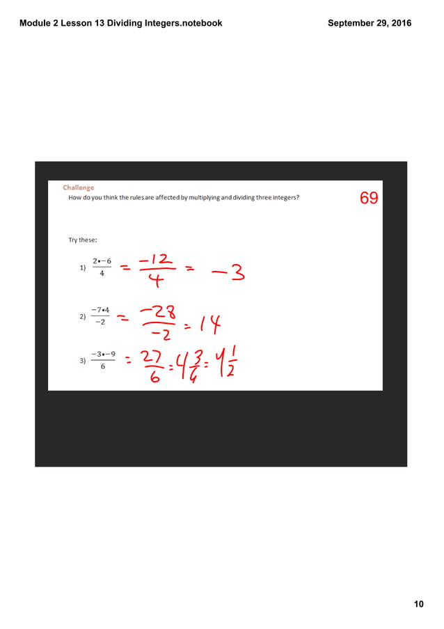 Module 2 lesson 13 dividing integers | PDF | Homework and Study | Education