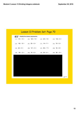 Module 2 lesson 13 dividing integers | PDF | Homework and Study | Education