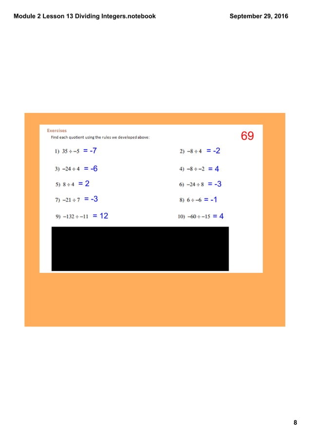 Module 2 lesson 13 dividing integers | PDF | Homework and Study | Education