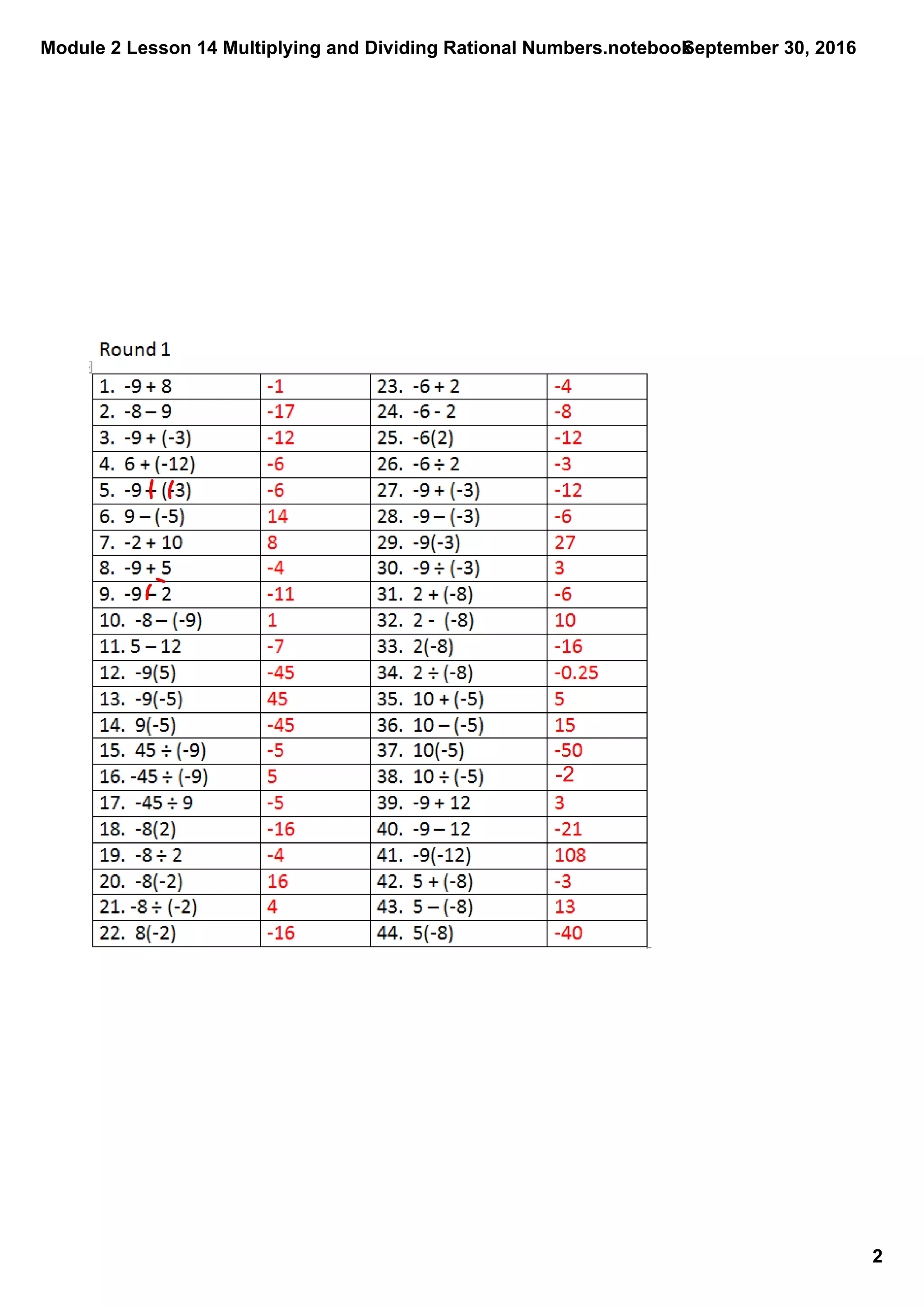 Module 2 lesson 14 multiplying and dividing rational numbers | PDF ...