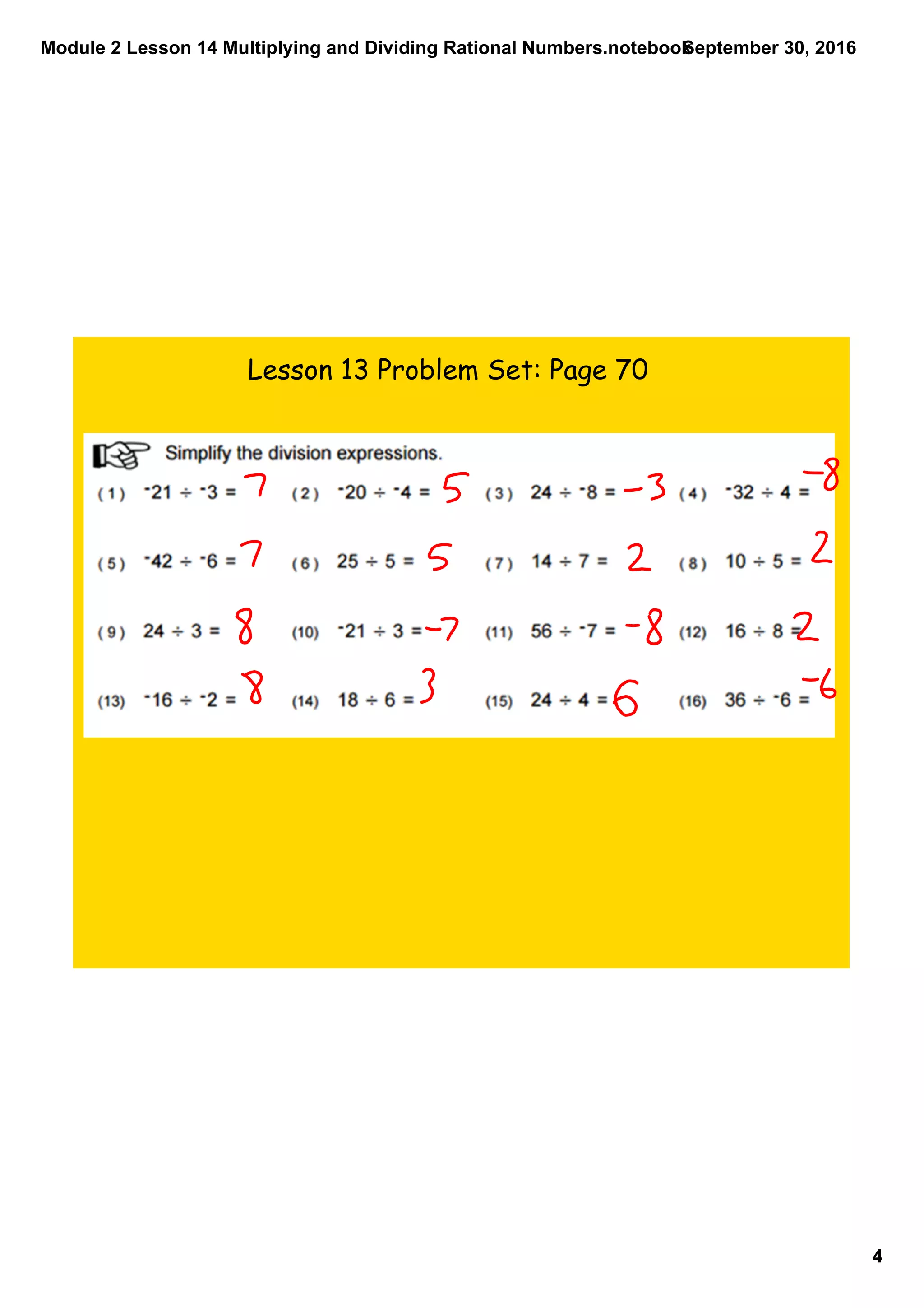 Module 2 lesson 14 multiplying and dividing rational numbers | PDF ...