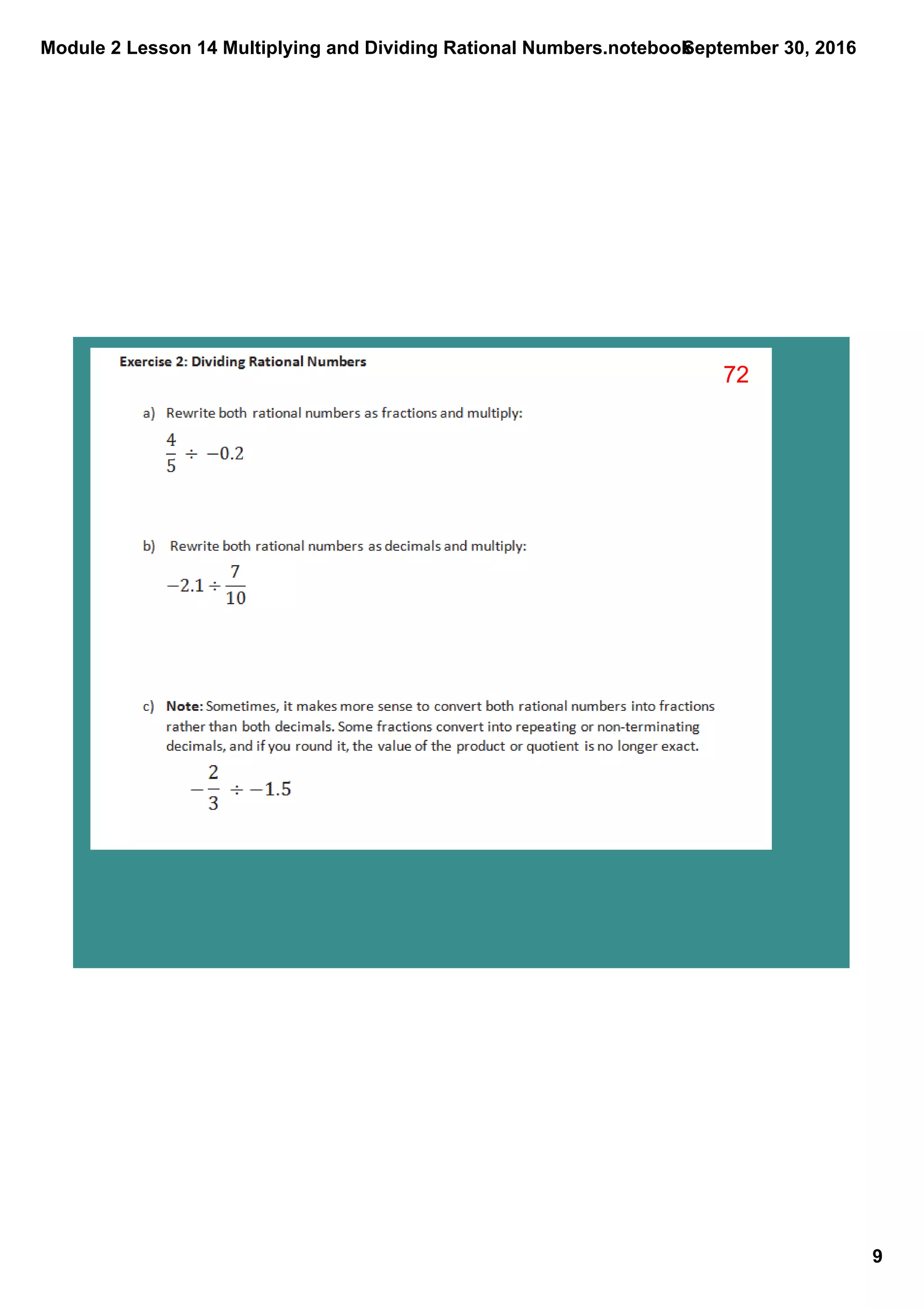 Module 2 lesson 14 multiplying and dividing rational numbers | PDF ...