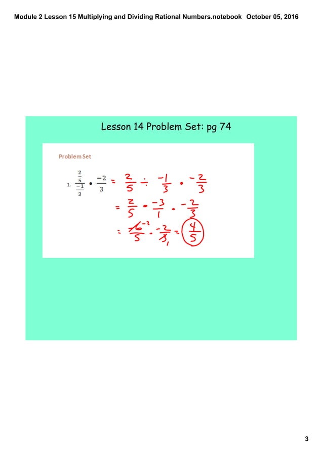 Module 2 lesson 15 multiplying and dividing rational numbers | PDF