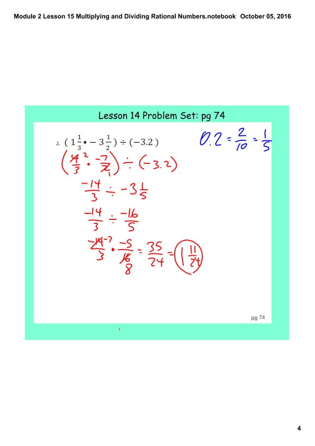 Module 2 lesson 15 multiplying and dividing rational numbers | PDF