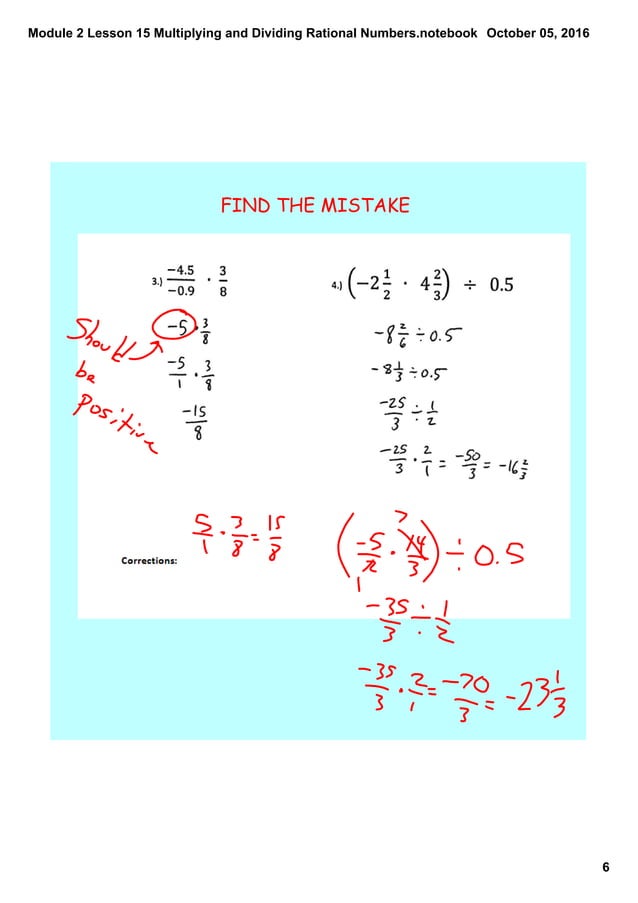 Module 2 lesson 15 multiplying and dividing rational numbers | PDF