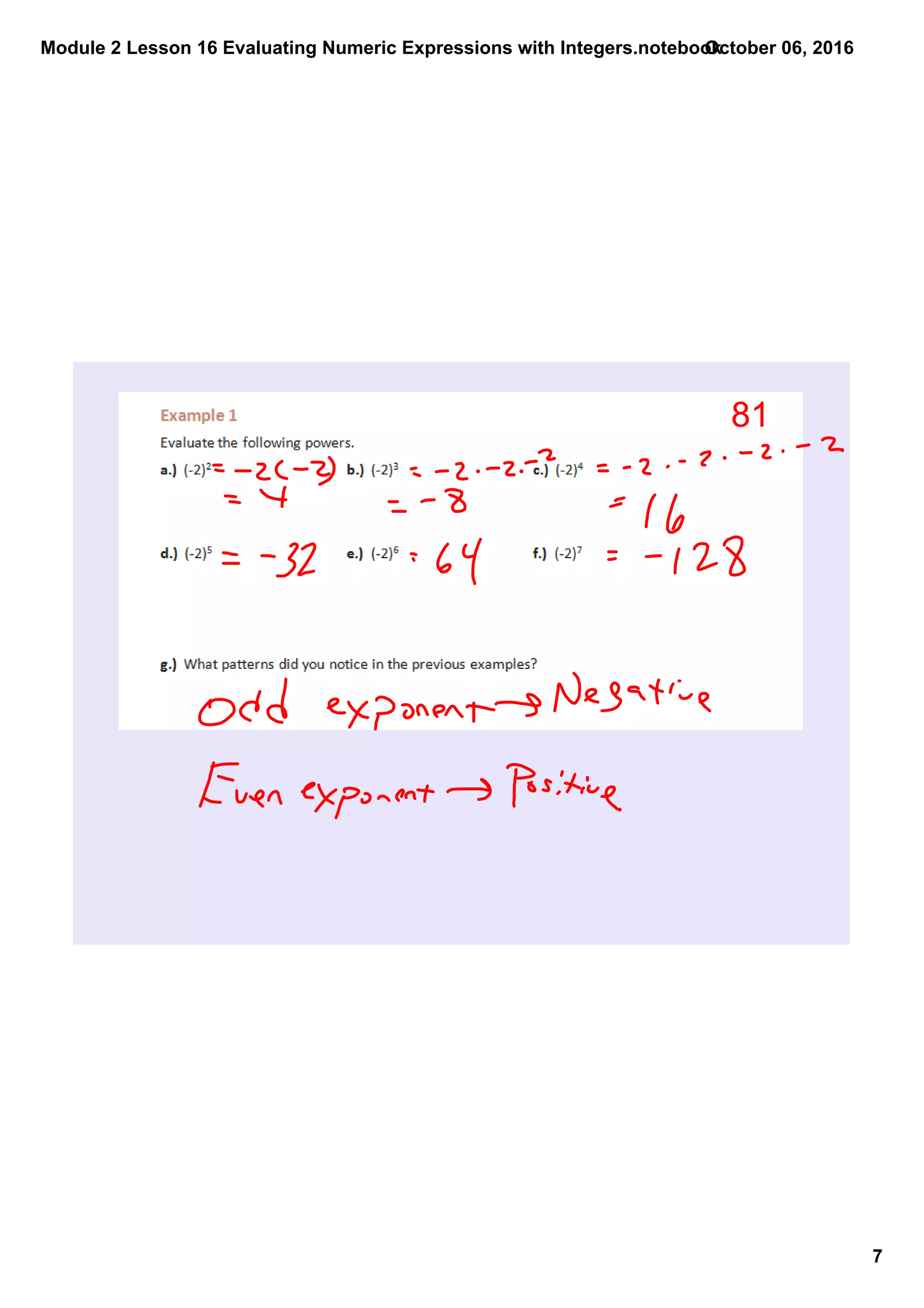 Module 2 lesson 16 evaluating numeric expressions with integers | PDF