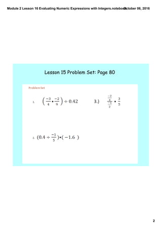 Module 2 lesson 16 evaluating numeric expressions with integers | PDF