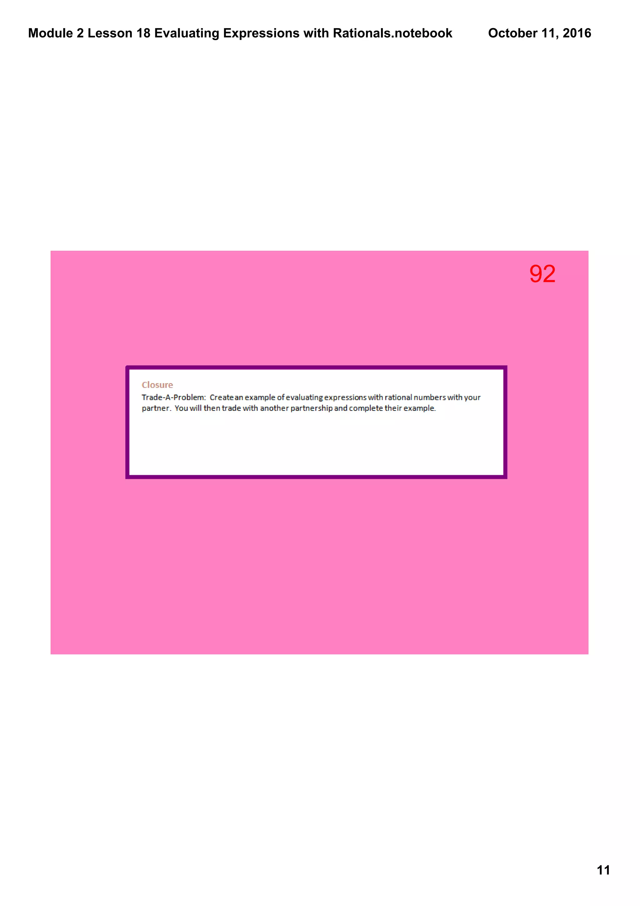 Module 2 lesson 18 evaluating expressions with rationals | PDF