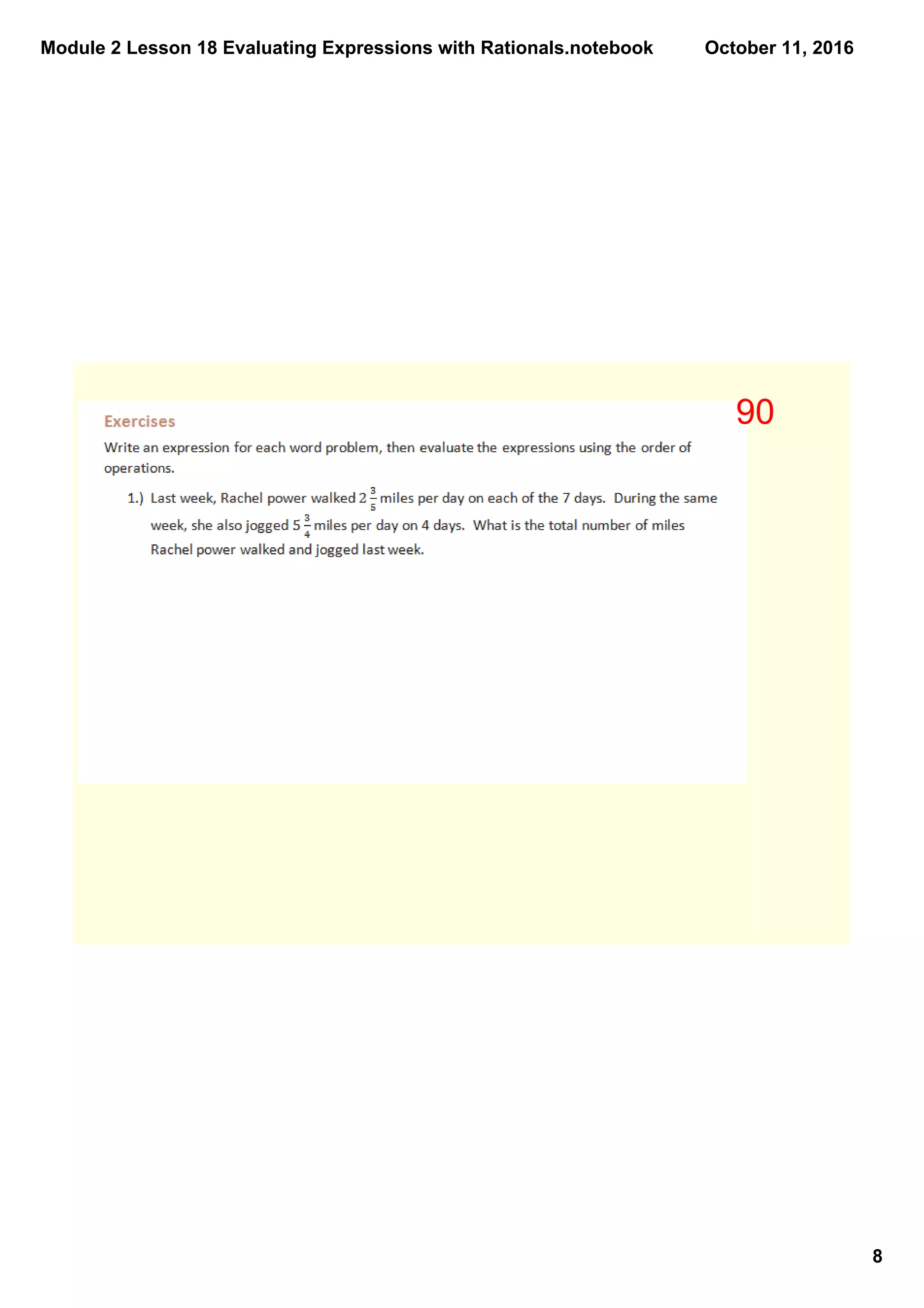 Module 2 lesson 18 evaluating expressions with rationals | PDF