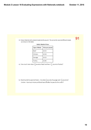 Module 2 lesson 18 evaluating expressions with rationals | PDF