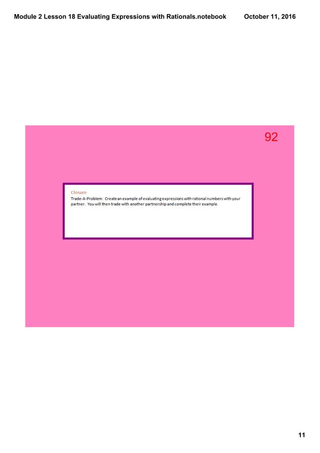 Module 2 lesson 18 evaluating expressions with rationals | PDF