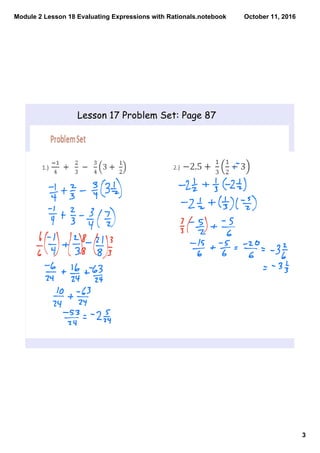 Module 2 lesson 18 evaluating expressions with rationals | PDF