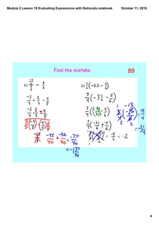 Module 2 lesson 18 evaluating expressions with rationals | PDF