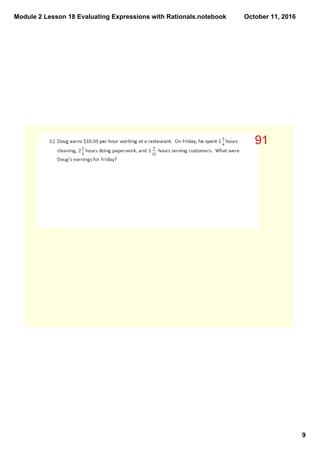 Module 2 lesson 18 evaluating expressions with rationals | PDF
