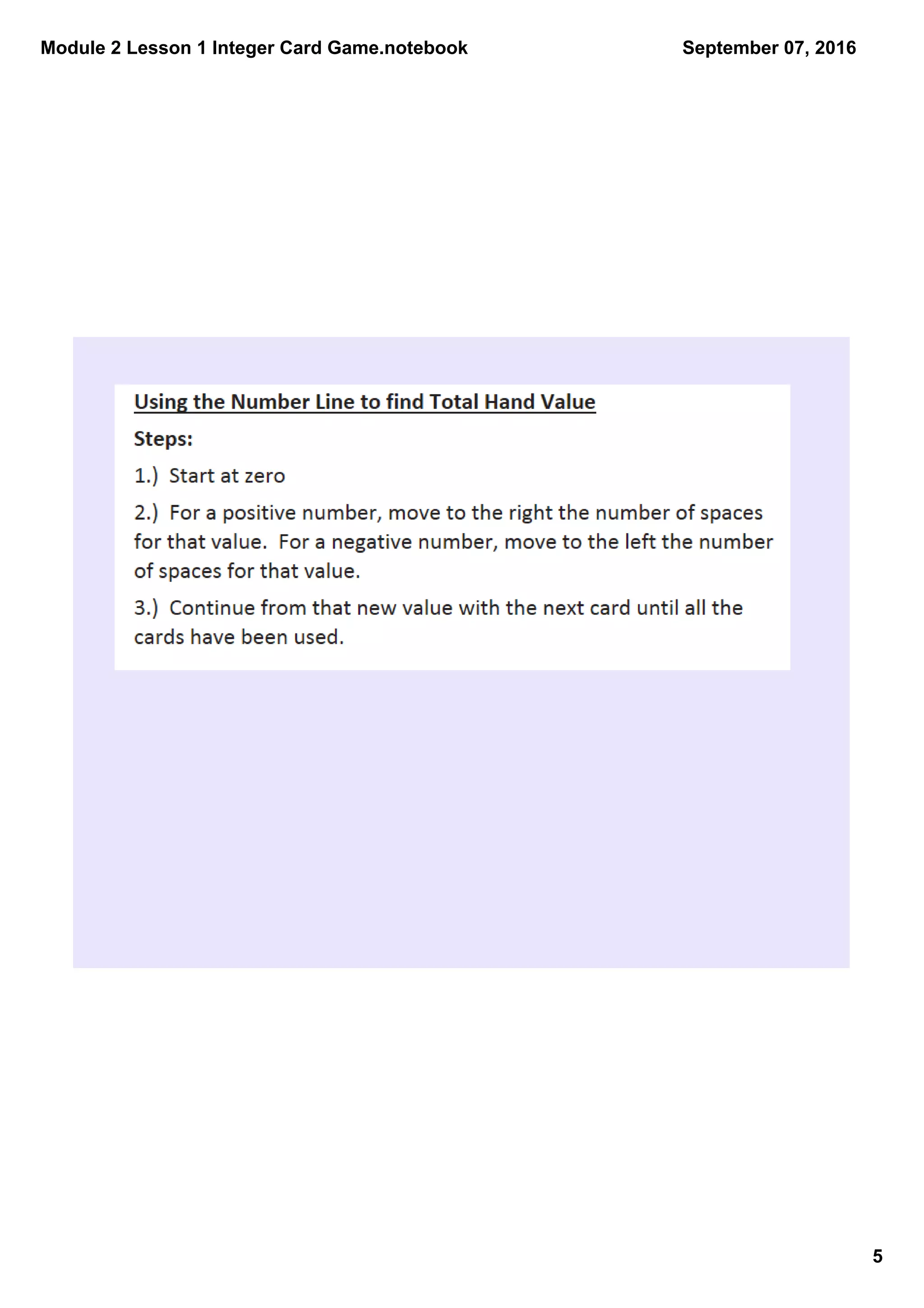 Module 2 lesson 1 integer card game | PDF