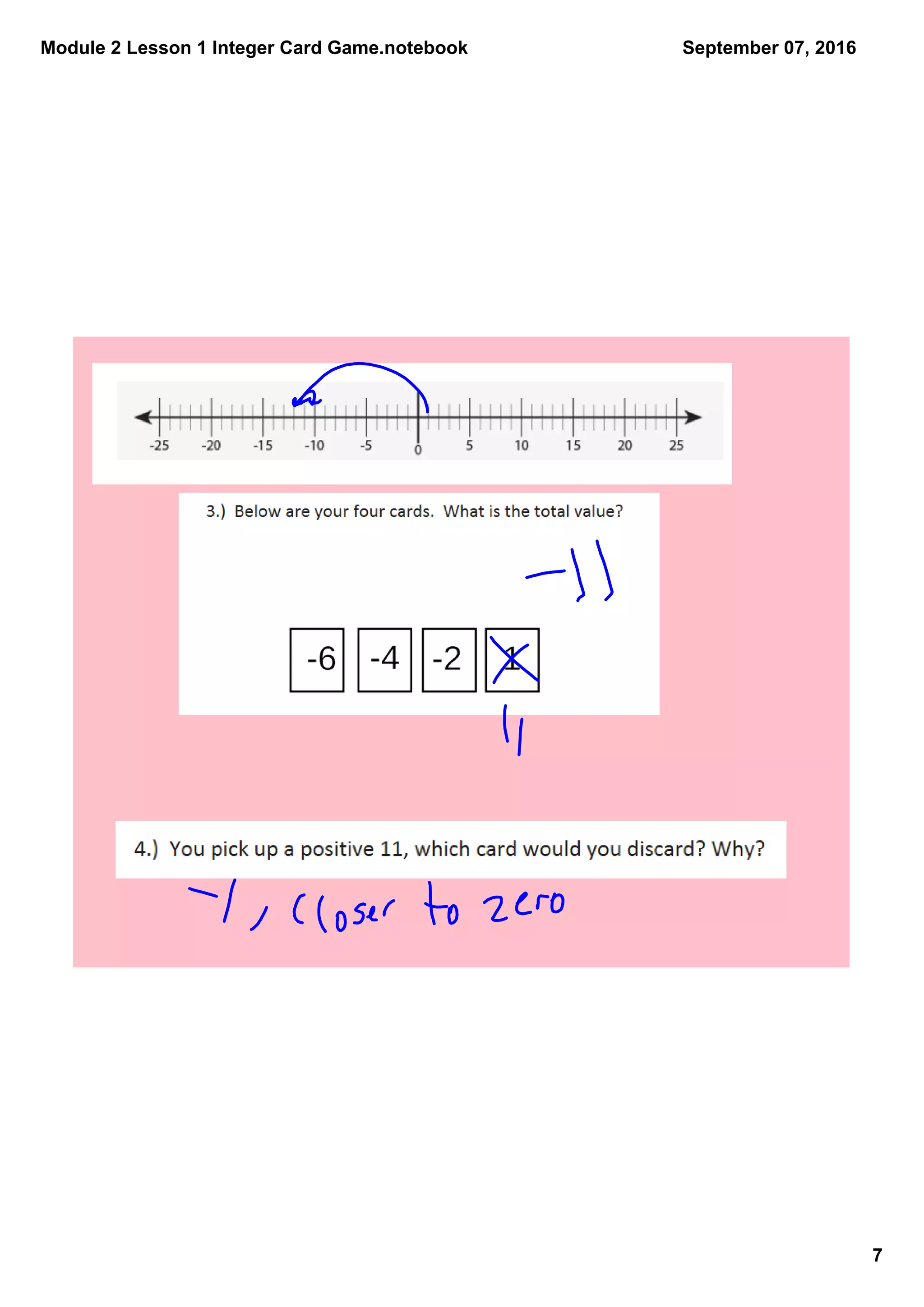 Module 2 lesson 1 integer card game | PDF