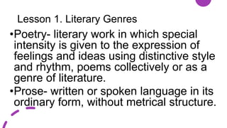 Module 2 lesson 1 the literary genres | PPTX | Poetry | Books and ...