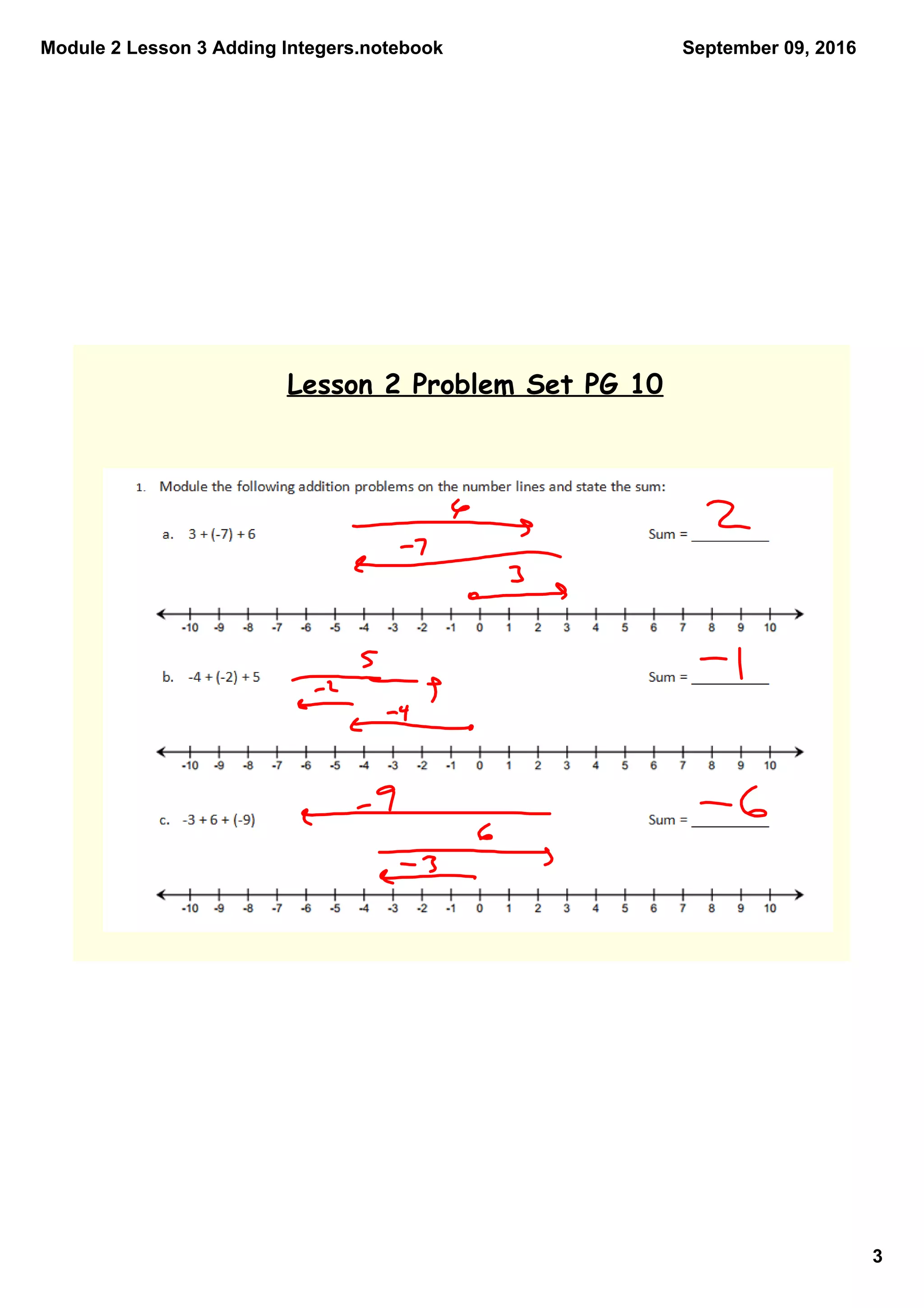 Module 2 lesson 3 adding integers | PDF